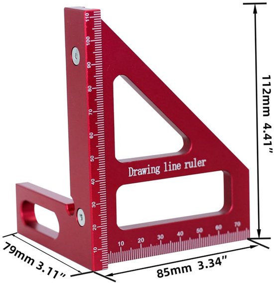 Vierkante gradenboog, 45/90 graden hoek T-liniaal 3D verstekhoek... | bol