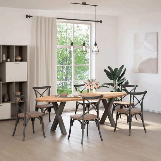 vidaXL Eettafel - 240x100 cm - Ovaal - Massief Eikenhout Eettafel ...