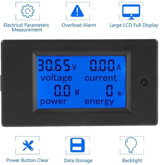 Digitale Stroomspanning Multimeter 6.5-100 V 0-100A - Vermogen ...