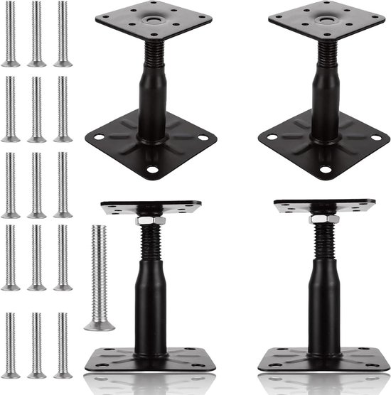 Height Adjustable Post Supports 100-150 mm - Pack of 4, Galvanised ...