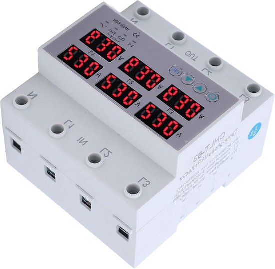 3 Phase Din Rail Voltmeter Ammeter Multitester AC 390‑500V with ...