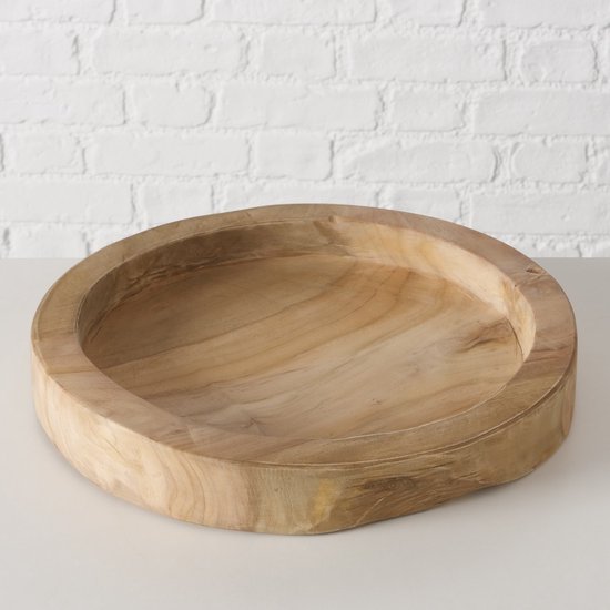 Schaal - Rond - Teak Hout - Ø 35cm. - Naturel. | bol