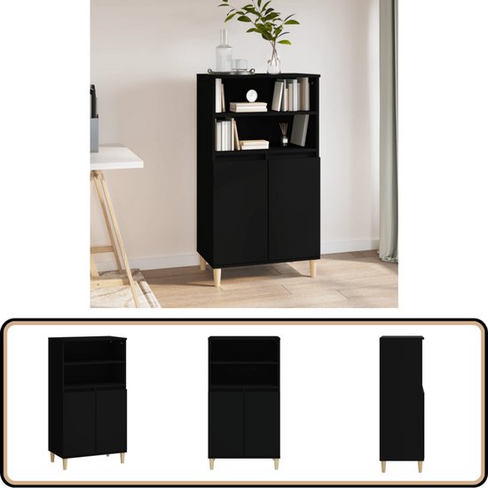 vidaXL Hoge kast 60x36x110 cm bewerkt hout zwart | bol