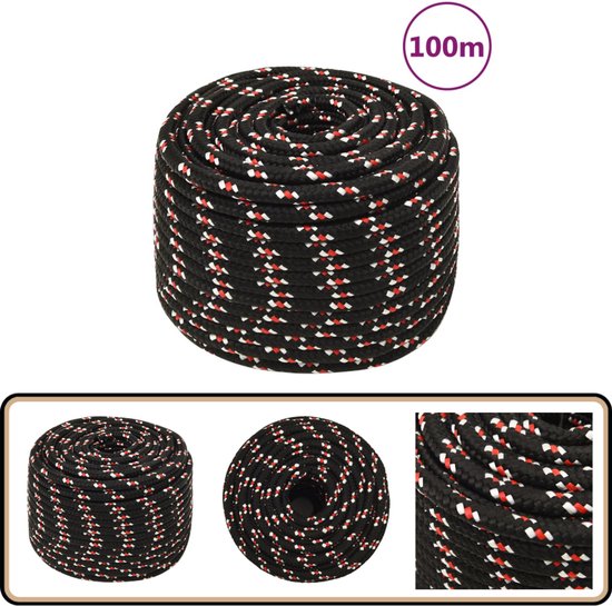 vidaXL Boot touw 14mm 100m polypropyleen zwart Scheeps Touw - Boottouw ...