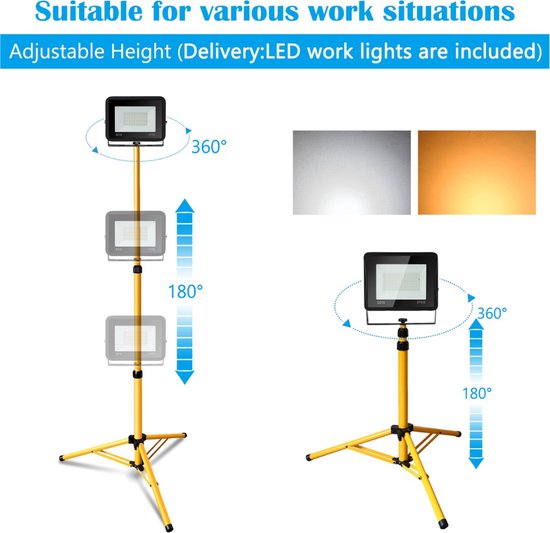 Schijnwerper statief LED bouwlamp schijnwerper op statief IP66 LED ...