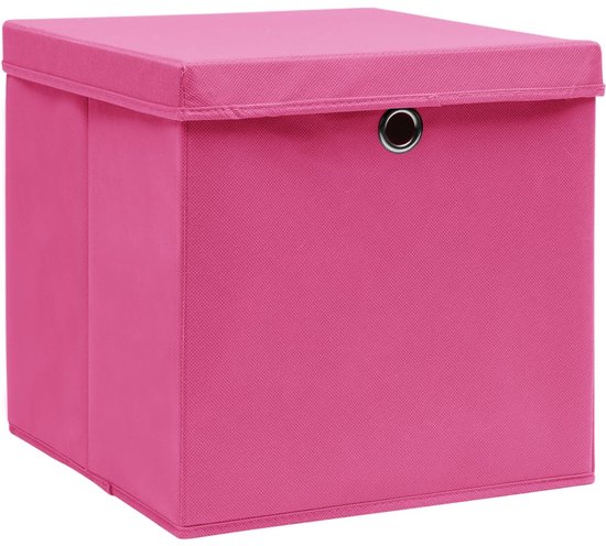 vidaXL Opbergboxen met deksel roze - 4 stuks Opslagboxen - Opbergdoos ...