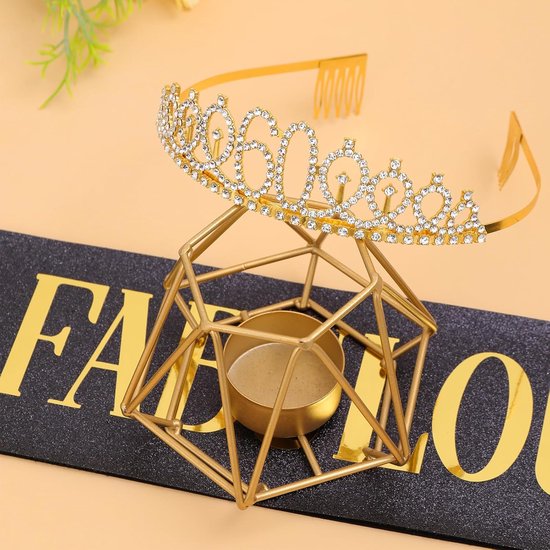 Zwart gouden sjerp & strass tiara set - verjaardagscadeau voor vrouwen ...