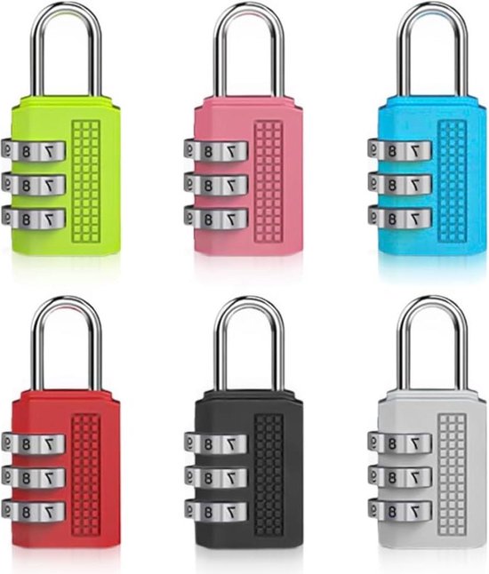 Slot met cijfercode - 6 stuks hangslot - 3-cijferig kofferslot ...