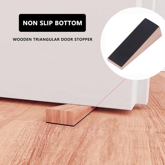 4pcs Wooden Door Stops - Triangle Wood Block Hold Open Door Stop - Home ...