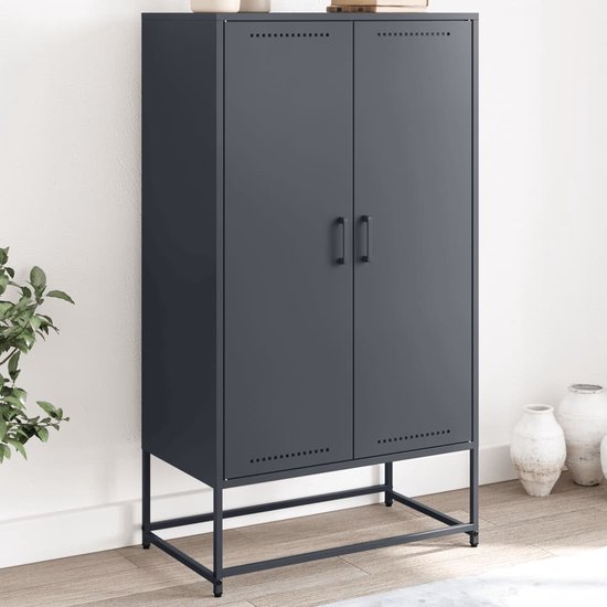 vidaXL Hoge kast staal antraciet 68,5x38,5x123,5 cm Industriele Kast ...