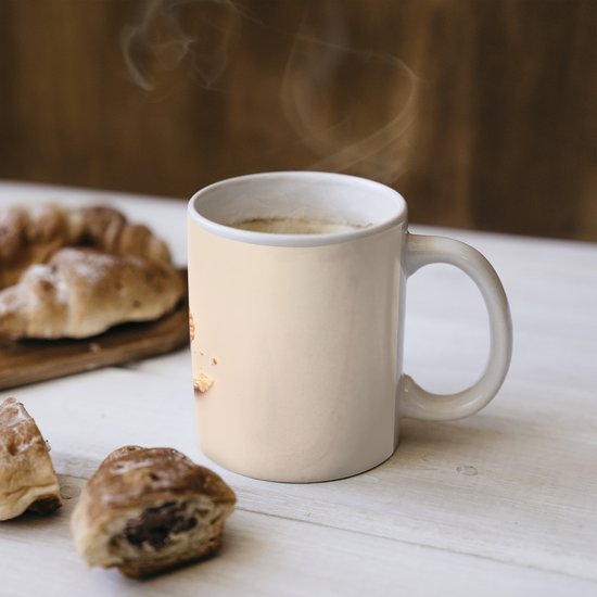 Mok - Koffiemok - Koekje - Kruimels - beige - Mokken - 350 ML - Beker ...