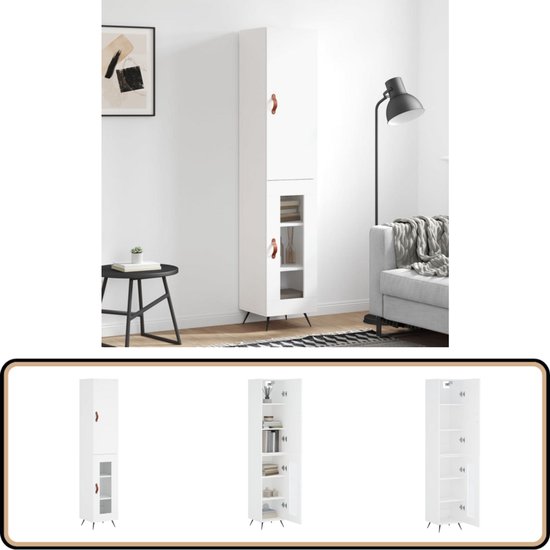vidaXL Hoge kast - Wit - 34,5x34x180 cm Hoge Kast - Opbergkast - Witte ...