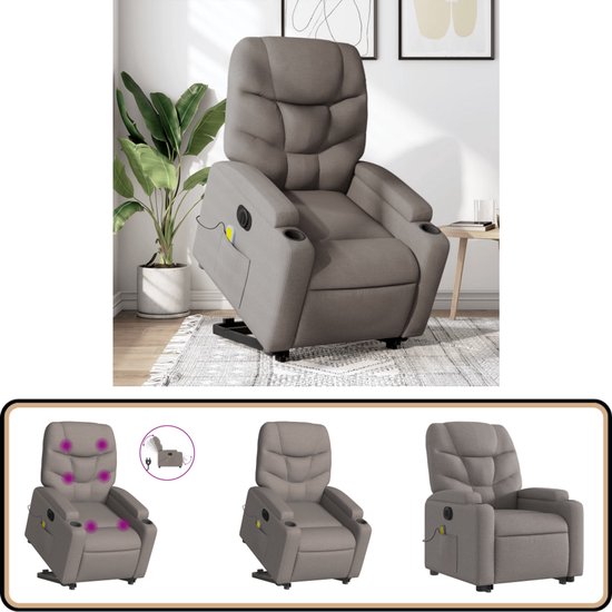vidaXL Sta-op-massagestoel elektrisch verstelbaar - Taupe Elektrische ...