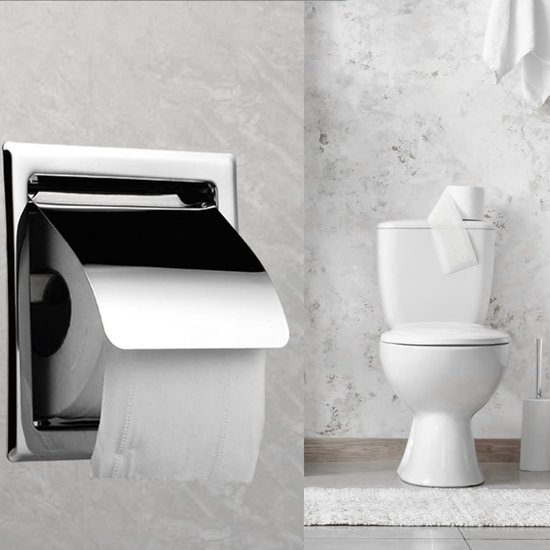 Toiletpapierhouder Classic - inbouw WC-rolhouder - mat staal | bol