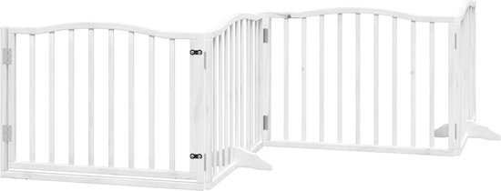 FIONERA Hondenhek inklapbaar met deur 12 panelen 960cm populierhout wit | bol