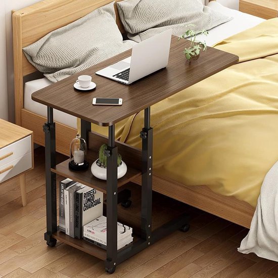 Hoogte Verstelbare C-vorm Bijzettafel - Laptoptafel met Wieltjes ...