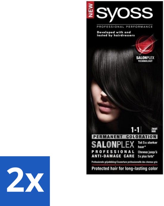 Syoss - Haarverf - 1-1 Zwart - Salonplex Technologie - 1 Haarkleuring -... | bol