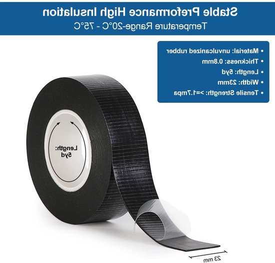 Self Sealing Insulation Tape 5 m x 23 mm x 0.8 mm Self Adhesive ...