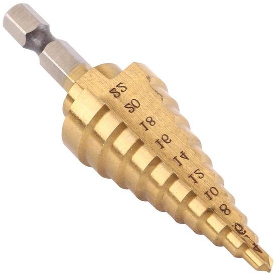 Stappenboor 1 stuk hogesnelheidsstaal gecoate trapboor gatsnijder 4-22 ...