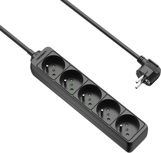 Allteq - Stekkerdoos met penaarde - 5-voudig - 1,5 meter - Zwart | bol