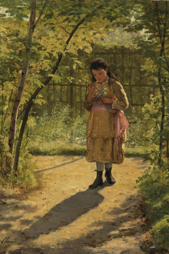 Emile Claus - Portrait d’Hélène de Harven dans le Jardin (18th-19th ...