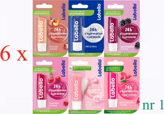 Labello Fruity Shine Lippenbalsem Collectie - 6 x 5.5 ml | bol