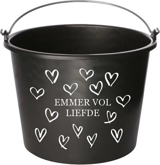 Emmer vol liefde - Cadeau emmer - met tekst - 12 liter - zwart | bol