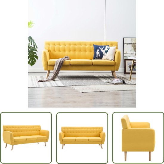 vidaXL Gele Driezitsbank - Comfort & Stijl 3 Persoons Bank - Geel Bank ...