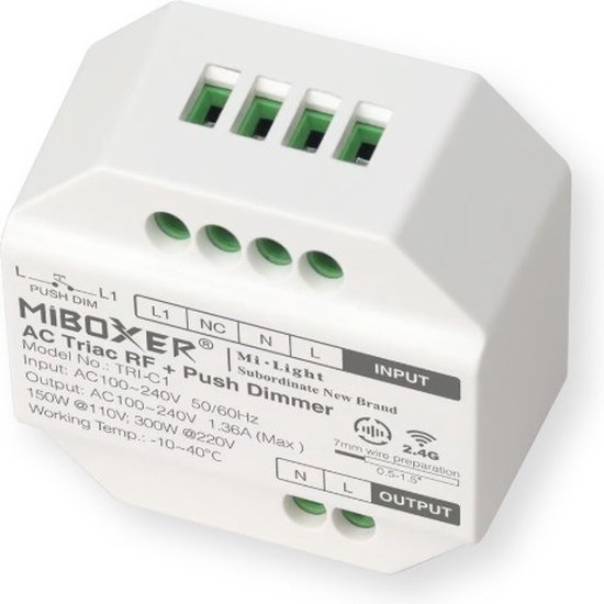 Dimmer Module AC Triac RF+Push MiBoxer - Voor 230V halogeen en LED ...