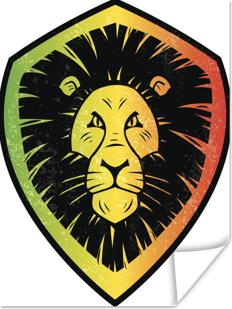 Illustratie van een leeuw in reggae kleuren poster 30x40 cm - klein - Foto print op... | bol.com