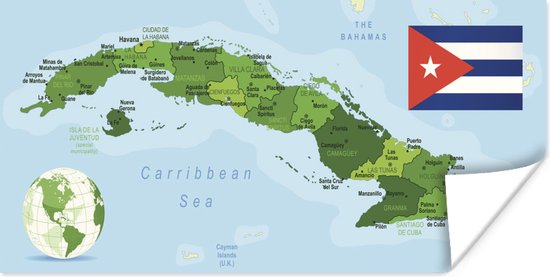 Poster Een illustratie van de landkaart van Cuba - 40x20 cm | bol