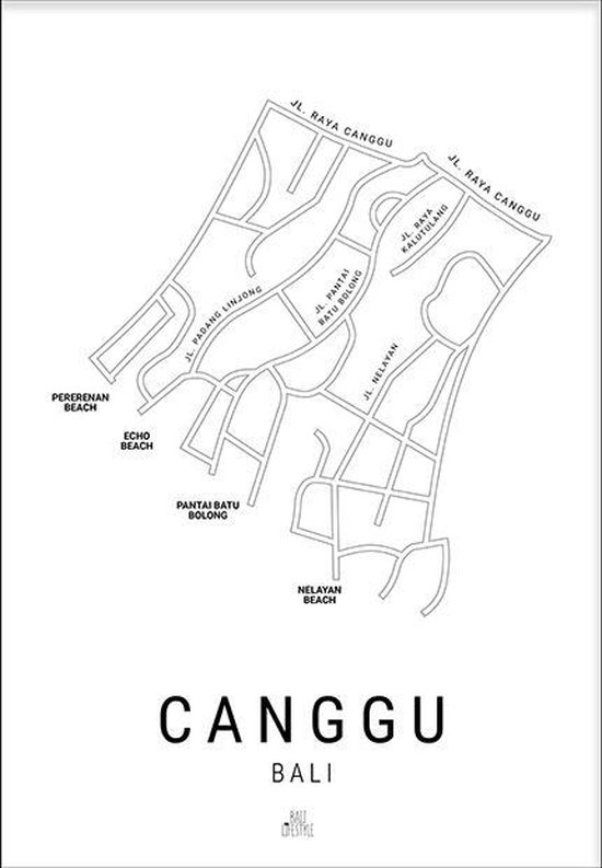 Canggu Poster - Wallified - Tekst - Zwart Wit - Poster - Wall-Art ...