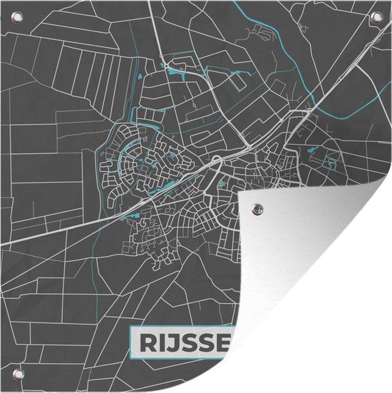 Tuindoek Stadskaart - Rijssen - Grijs - Blauw - 100x100 cm ...