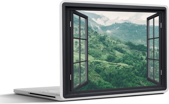 Laptop sticker - 14 inch - Doorkijk - Berg - Boom - 32x5x23x5cm ...