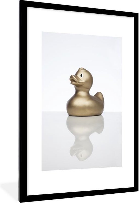 Fotolijst incl. Poster - Badeend - Goud - Wit - 80x120 cm - Posterlijst | bol