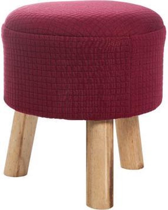 Krukje - Poef - Donkerrood Geruit - 30x30x35cm | bol.com
