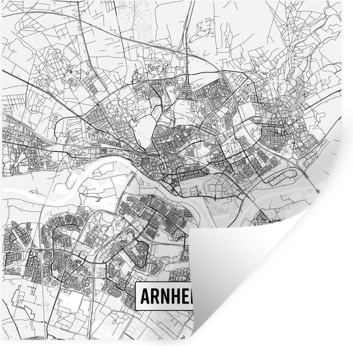 Muurstickers - Stadskaart Arnhem - 30x30 cm - Plakfolie - Plattegrond ...