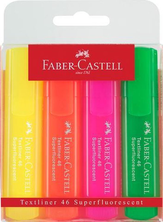 Faber-Castell tekstmarker - 1546 - etui 8 stuks – neon - FC-154604 ...