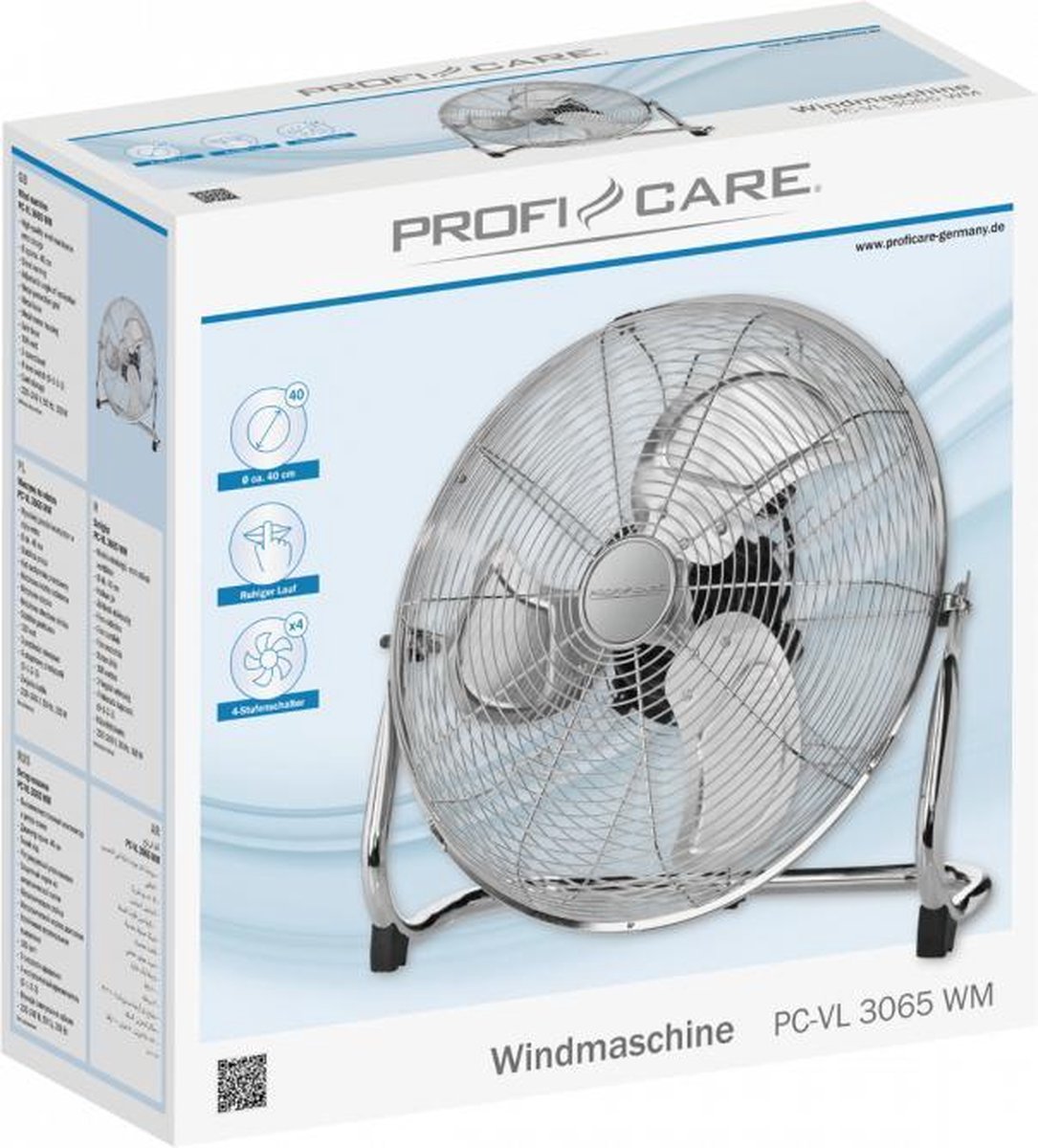 ProfiCare VL 3065 WM - vloer ventilator - 40 cm -metaal | bol.com