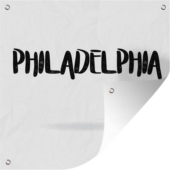 Tuinposters tekening van Philadelphia in zwarte letters - 50x50 cm ...