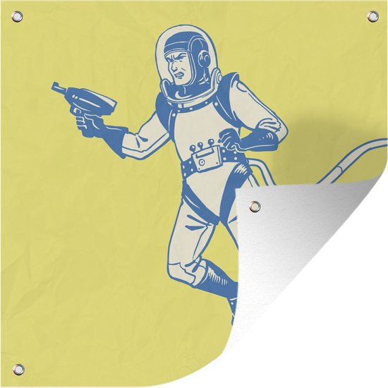 Tuinposters Een Science-Fiction illustratie van een astronaut met een ...