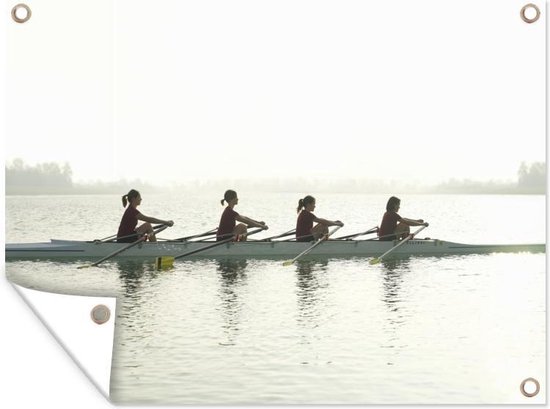 Tuinposter - Tuindoek - Tuinposters buiten - Een groep roeiers zijn aan ...