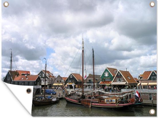 Tuin decoratie Schepen in de haven van Volendam - 40x30 cm - Tuindoek ...
