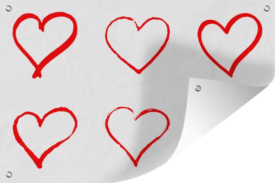 Tuinposters buiten Een illustratie met zes rode hartjes - 90x60 cm ...