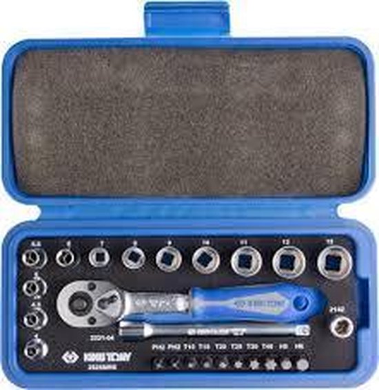 dopsleutelset 1/4" metrisch met accessoires - 25 delig | bol