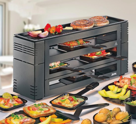 Tafelgrill met Pizzafunctie voor 6 Personen - Raclette en Grill - 1100W ...