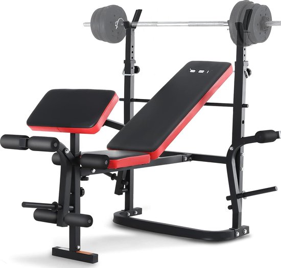 Multifunctionele trainingsbank inklapbaar verstelbaar met beencurler ...
