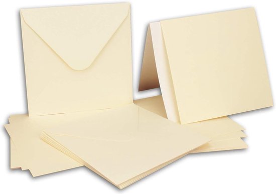 75 x Square Card Set with Envelopes and Inserts - Cream Ivory - Blank ...