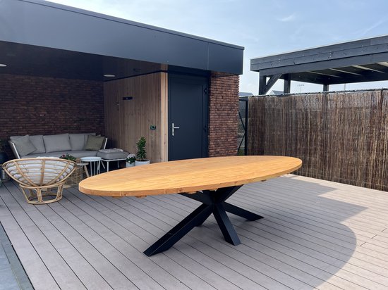 Ovale Tuintafel Douglas | 240cm 6 personen | Ovaal met Matrix onderstel ...