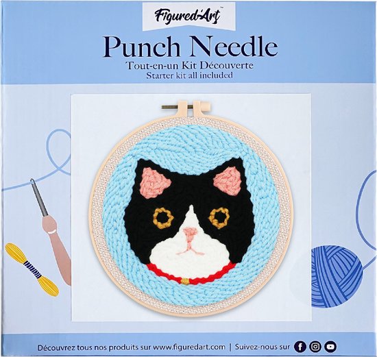 Figured'Art Punch Needle Kit voor Volwassenen en Kinderen - Kattenhoofd ...